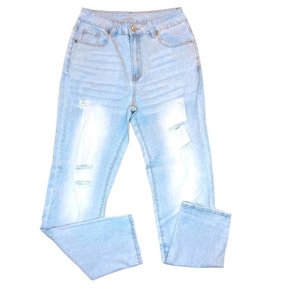 Jeans | Distressed Denim Stretch Light Wash Jeans S | Poshmark